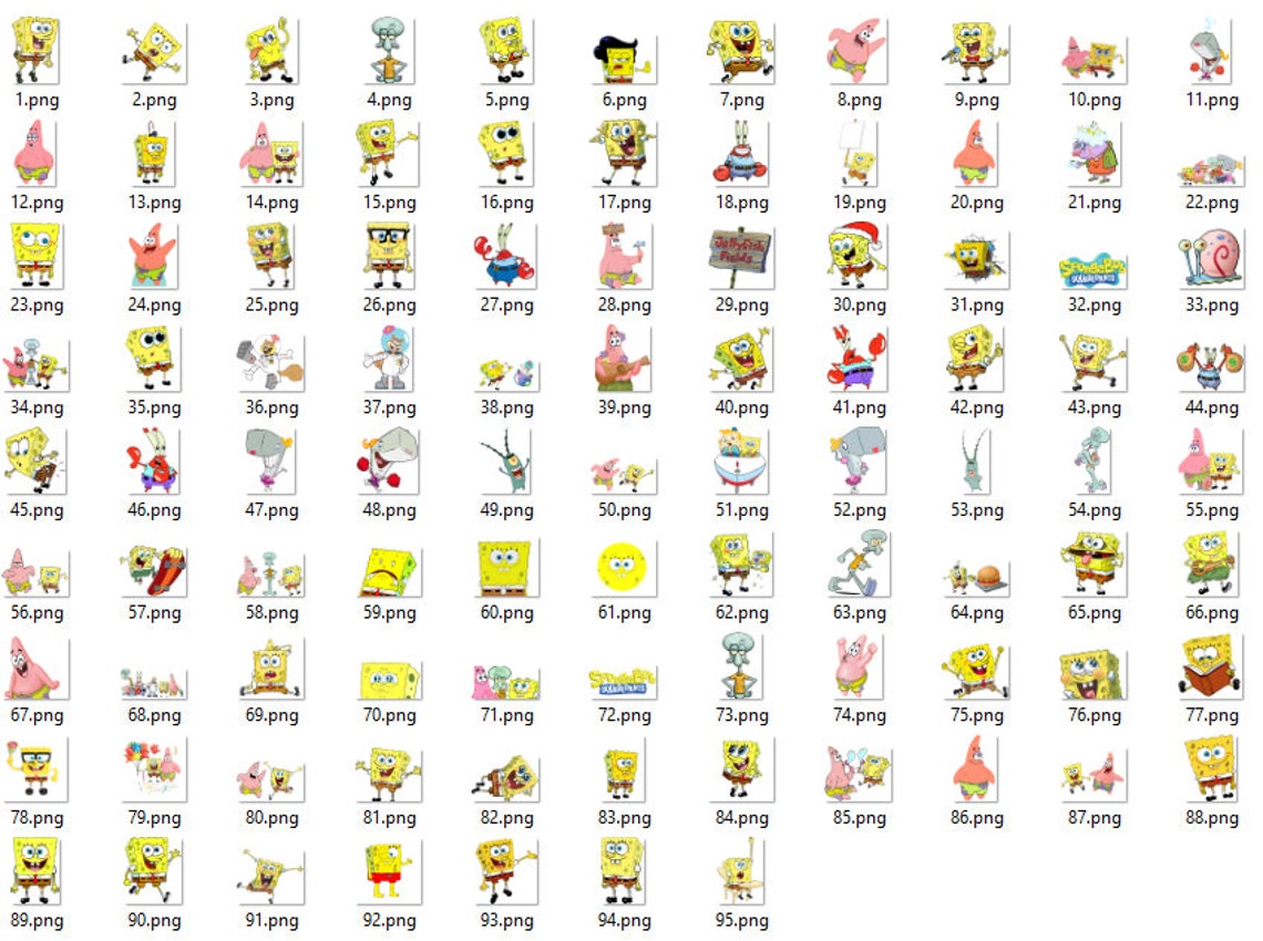 Spongebob Clipart Spongebob Characters Spongebob PNG Files | Etsy