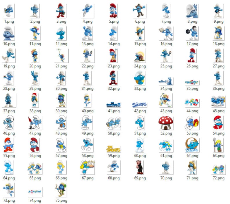 Smurfs Clipart The Smurfs Characters PNG Smurfs Printable | Etsy
