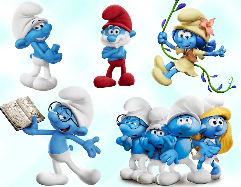 Smurfs Clipart The Smurfs Characters PNG Smurfs Printable | Etsy