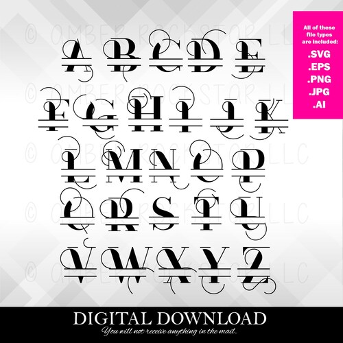 Letter W Split Monogram SVG Digital Download - Etsy