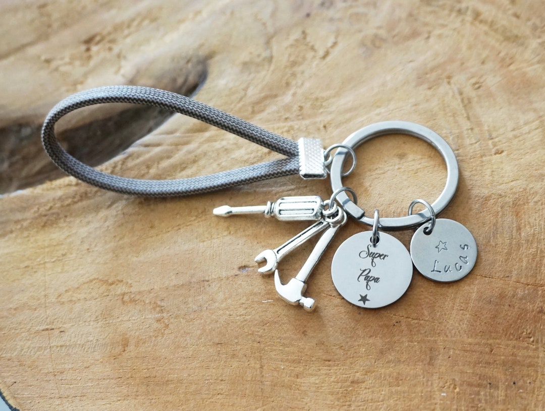 Super Dad Key Ring Child's First Name Personalized Dad - Etsy