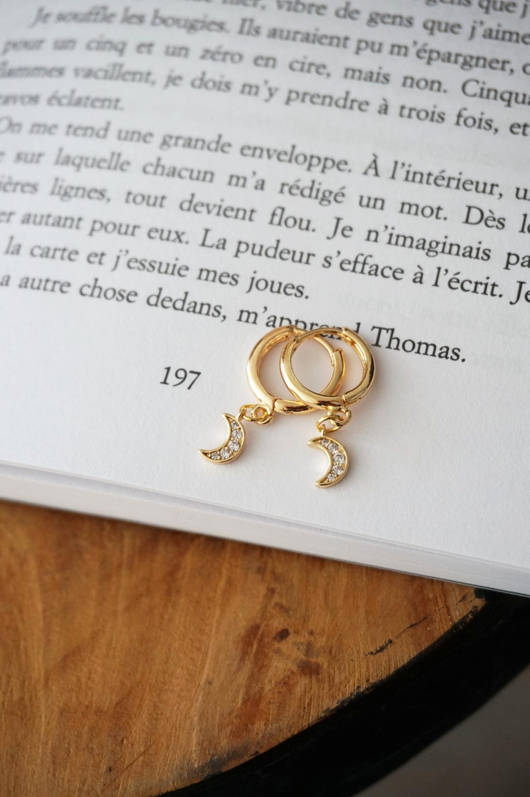 Moon Earring Moon Creole Moon Hoop Moon Earrings Gold Hoops Zircon ...