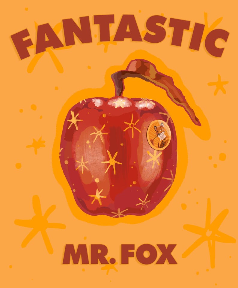 Fanastic Mr Fox Apple Sticker - Etsy