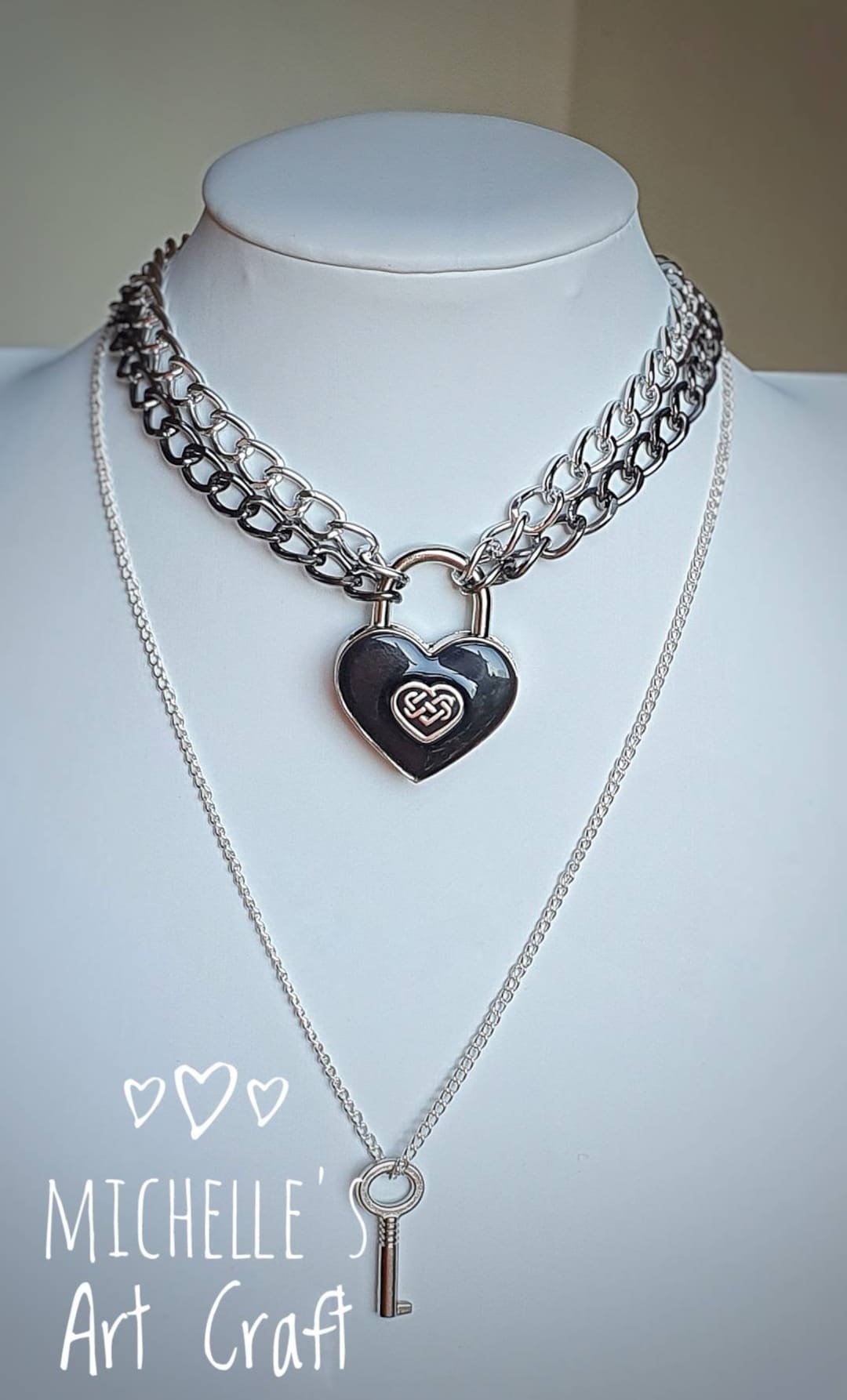 Black Heart Padlock With Celtic Infinite for BDSM Discrete Day Collar ...