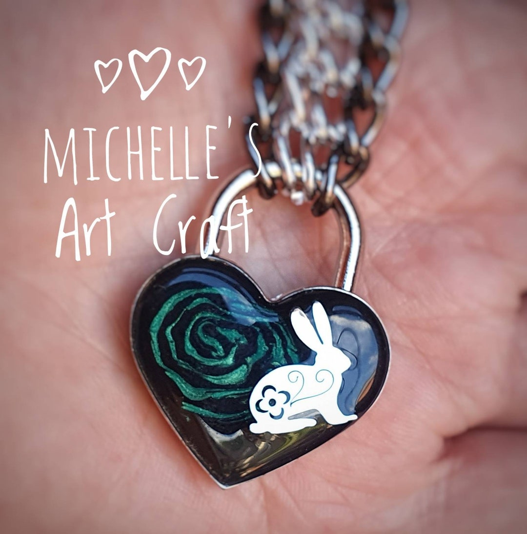 Black Heart Padlock With Green Swirl Rabbit for BDSM Discrete Day ...