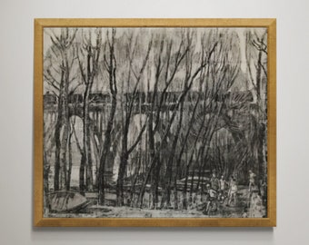 Vintage Charcoal Drawings & Illustrations - Etsy