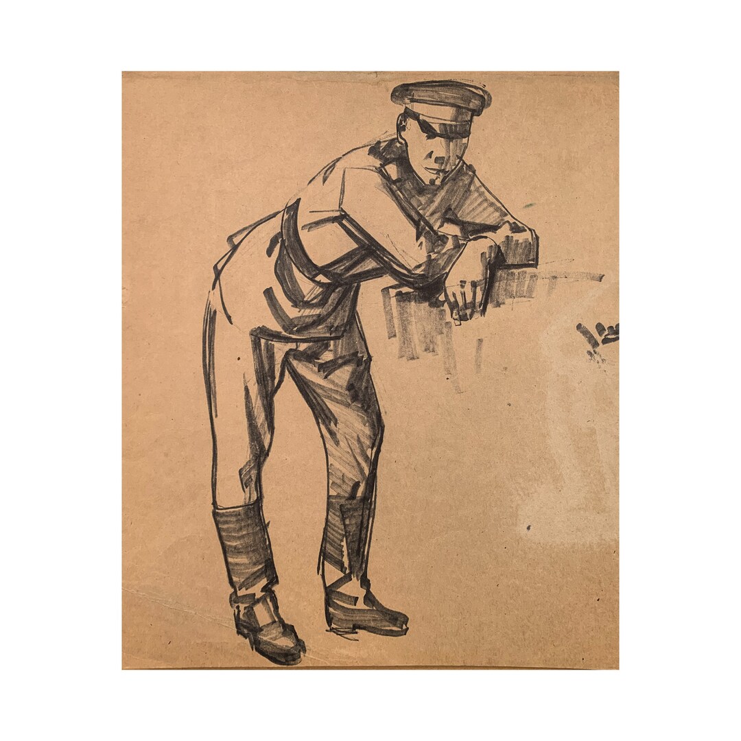 Original Ink Drawing on Paper. Vintage Fine Art USSR 1960s, Soviet ...