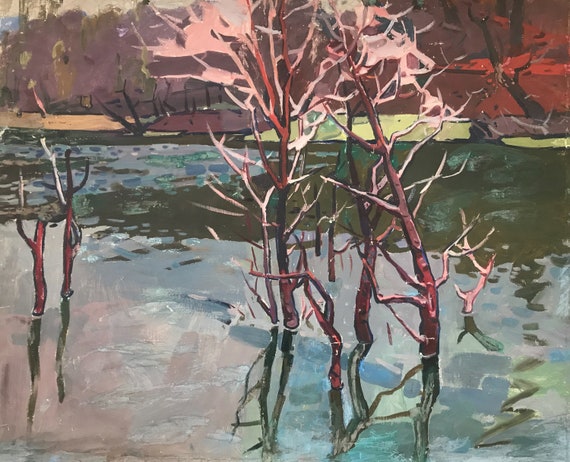 Large Vintage Oil Painting on Canvas Original Spring - Etsy