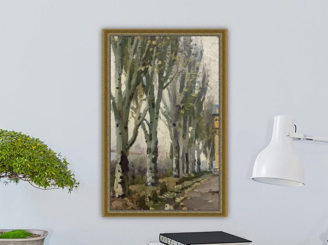 Original Small Oil Painting, Vintage Autumn Park Landscape by Ukrainian ...