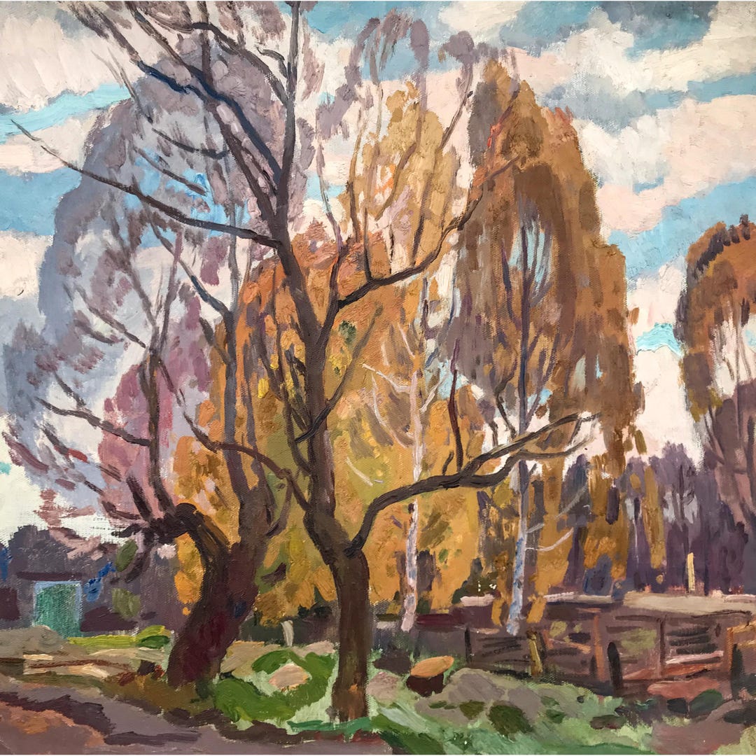 Vintage Autumn Landscape Oil Painting: 1960s USSR Art by A. Kostenko - Etsy