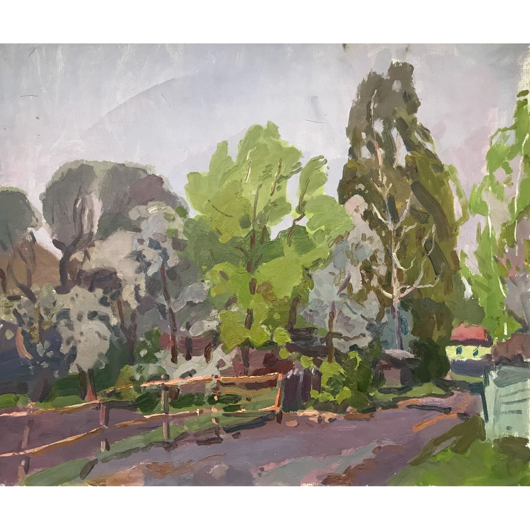 Ukrainian Vintage Oil Painting on Canvas Original Summer Rural ...