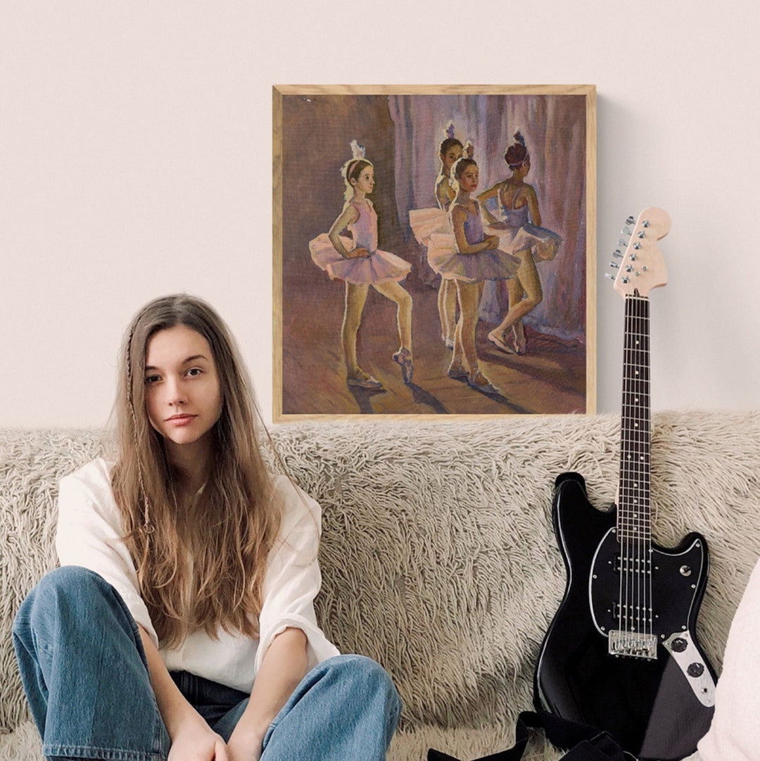 BALLERINAS. VINTAGE OIL Painting on Canvas Original Genre Ballet Scene ...