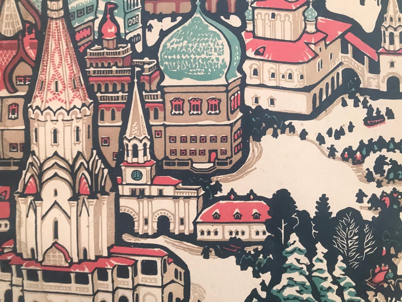Vintage Linocut Print – Kolomenskoye Village, Signed Russian Art - Etsy