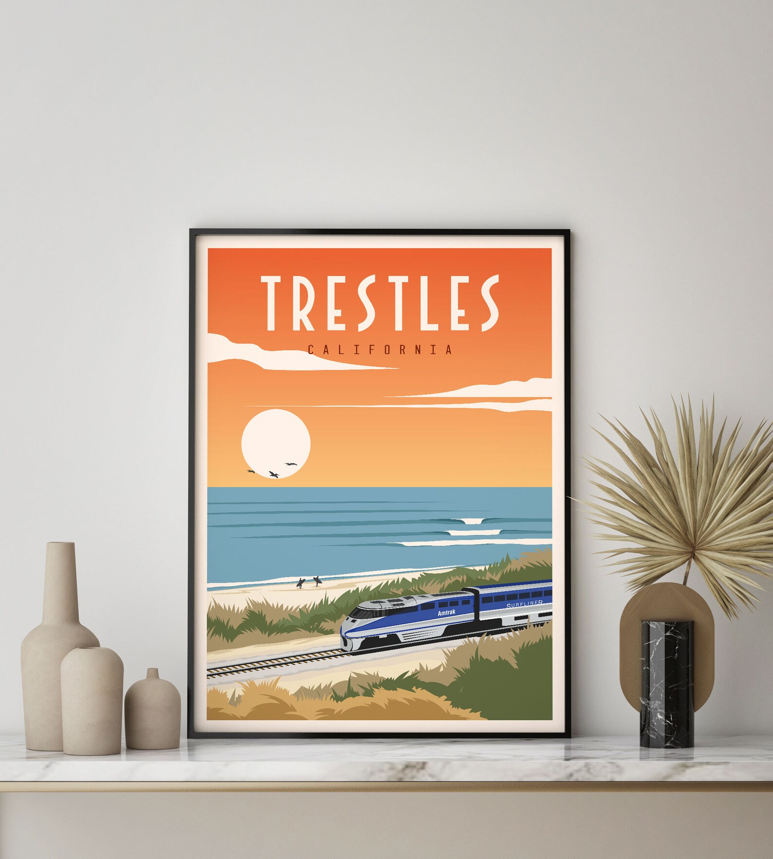 California Surf Art, Surf Poster, Trestles Beach Surfing Print, San ...