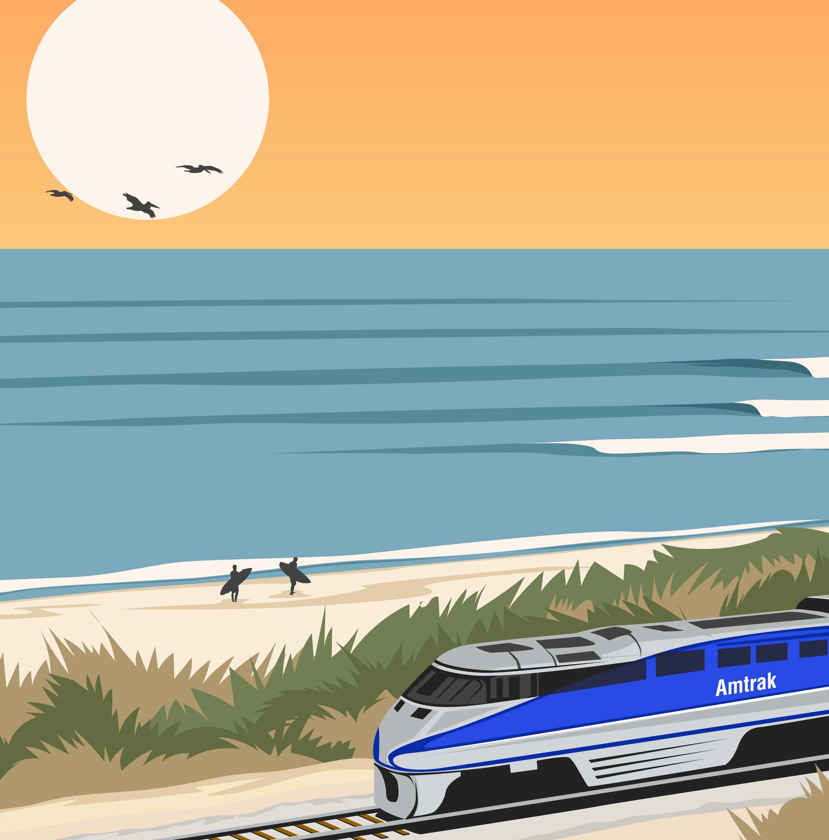 California Surf Art Surf Poster Trestles beach Surfing | Etsy