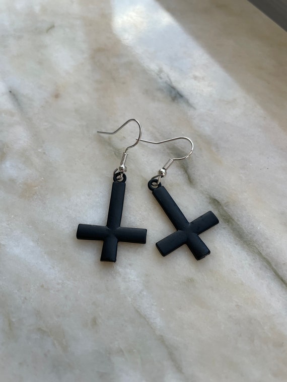Inverted Cross Earring - Etsy