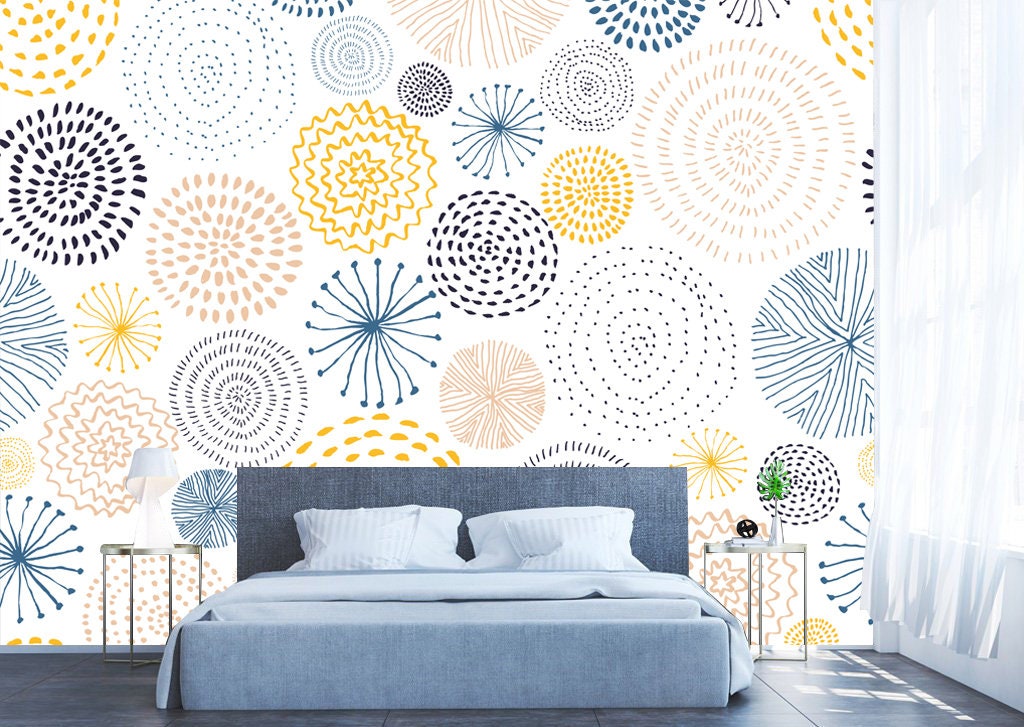 Abstract Circle Textures Wallpaper Self-adhesive Wall Mural | Etsy