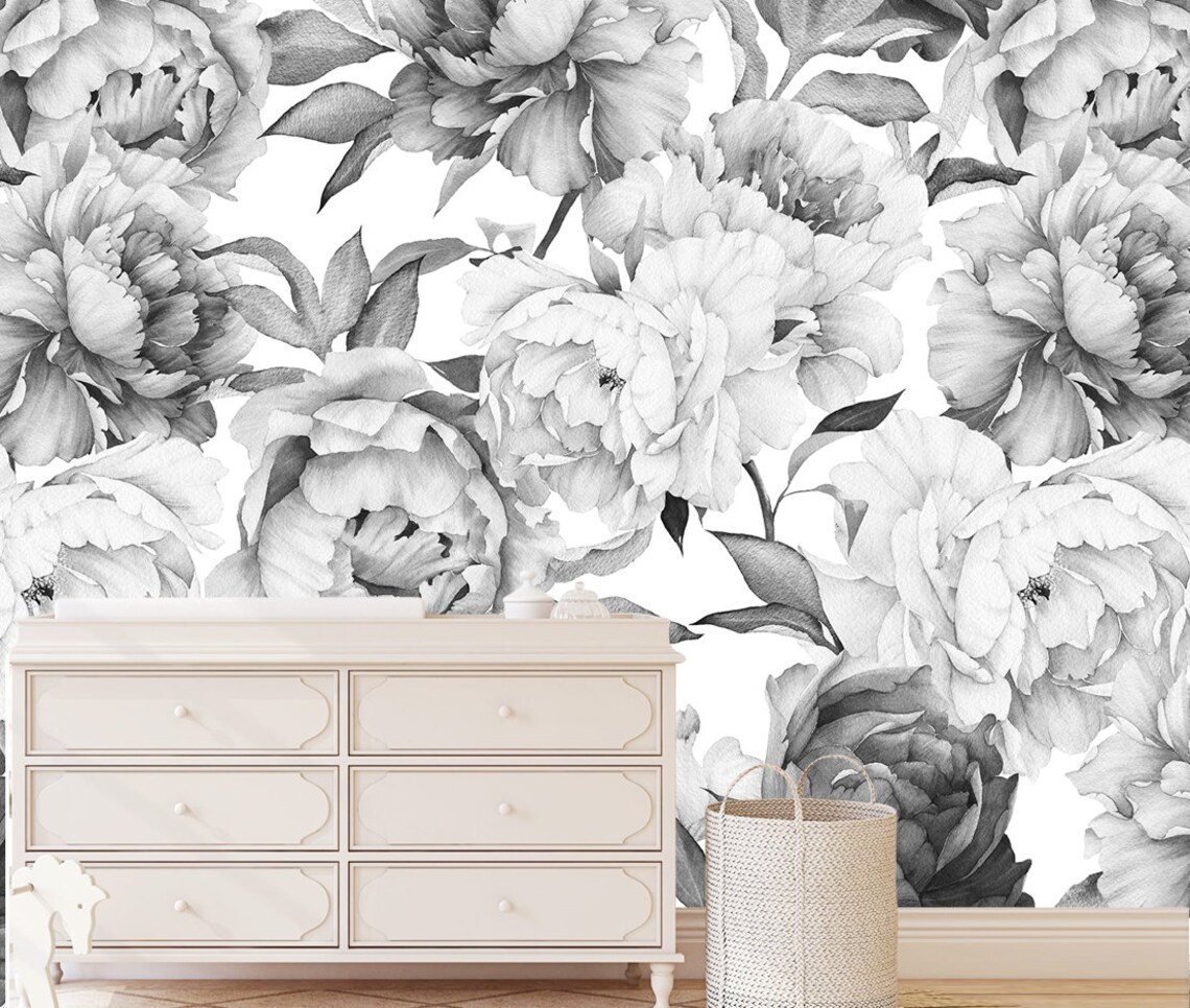 Floral Blooms Wallpaper Removable Wallpaper Nursery Wall - Etsy