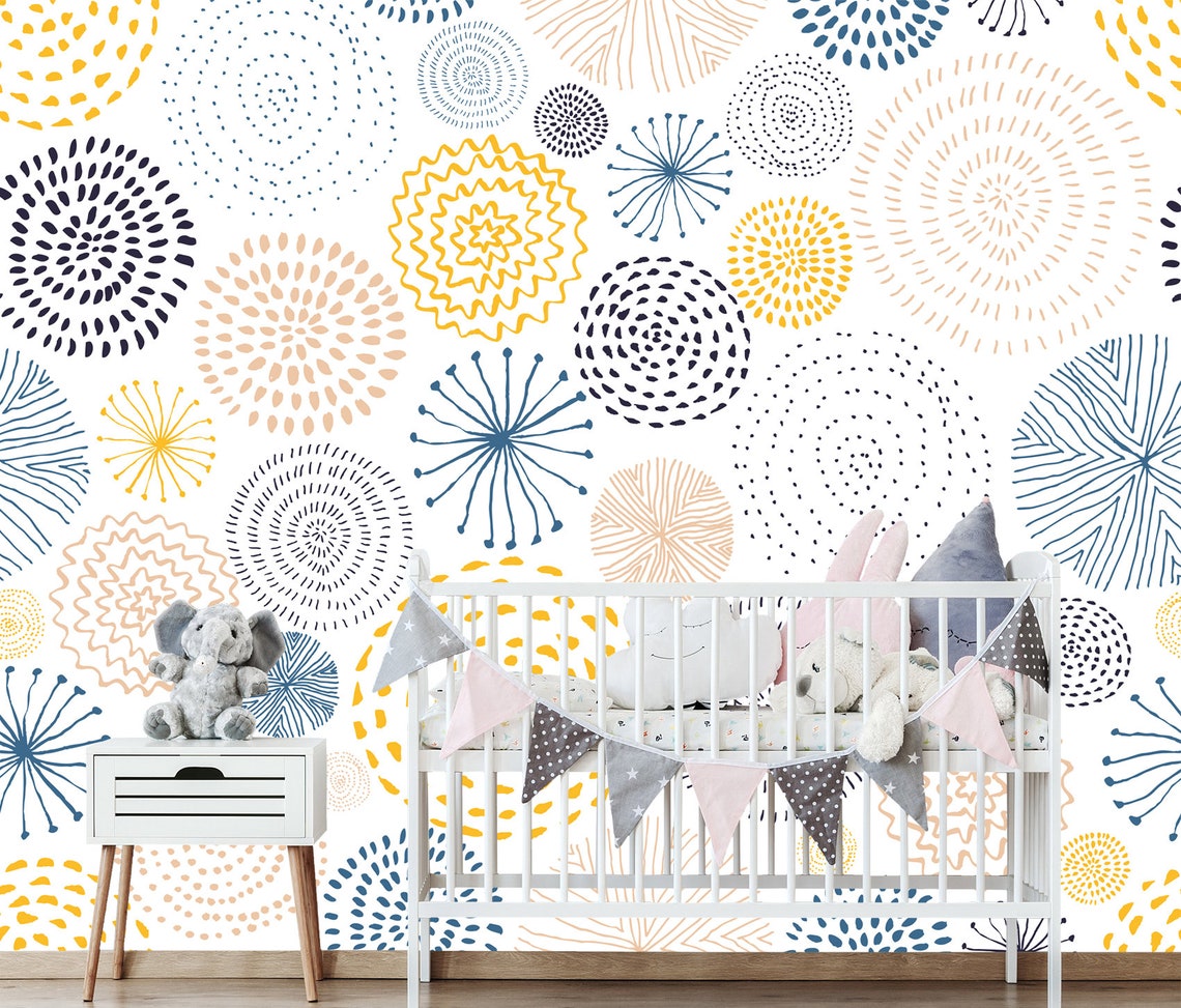 Abstract Circle Textures Wallpaper Self-adhesive Wall Mural | Etsy