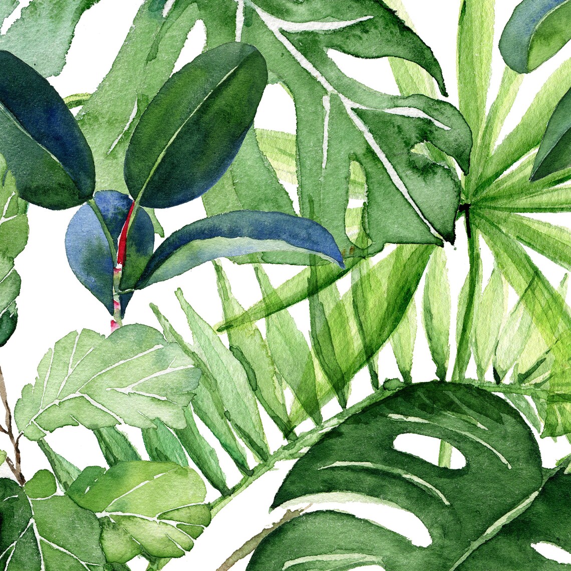 Hand Painted Palm Leaves Removable Wallpaper-peel and Stick - Etsy