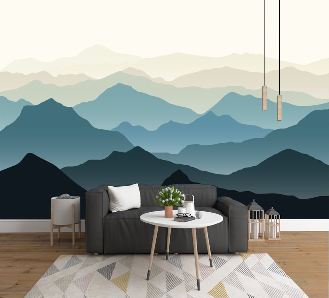 Mountain Mural Wallpaper Beautiful Mountains Landscape Peel - Etsy Canada