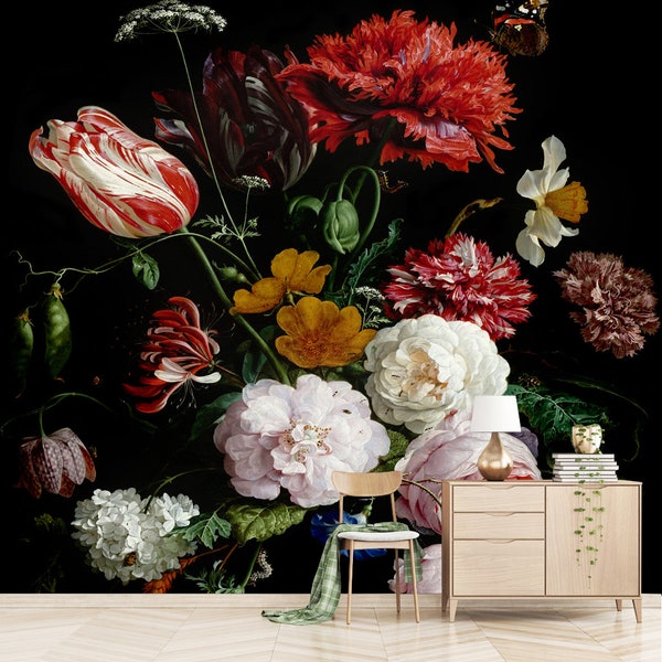 Dutch Floral Wallpaper - Etsy