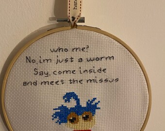William the Worm Labyrinth Cross Stitch Ello Worm Modern | Etsy UK
