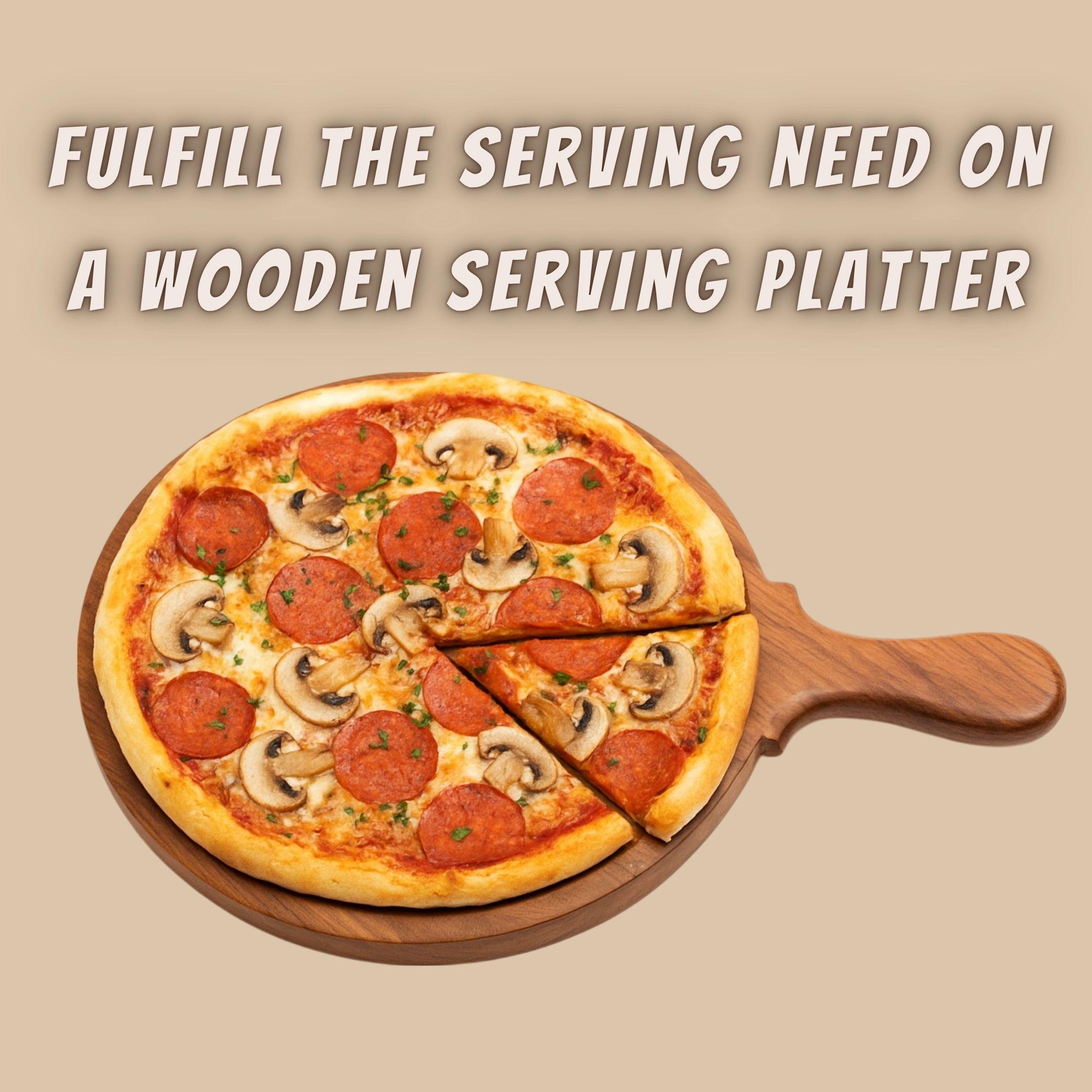 Handcrafted Wooden Pizza Tray – 9x13" Sheesham Wood Pizza Plate | Pizza ...