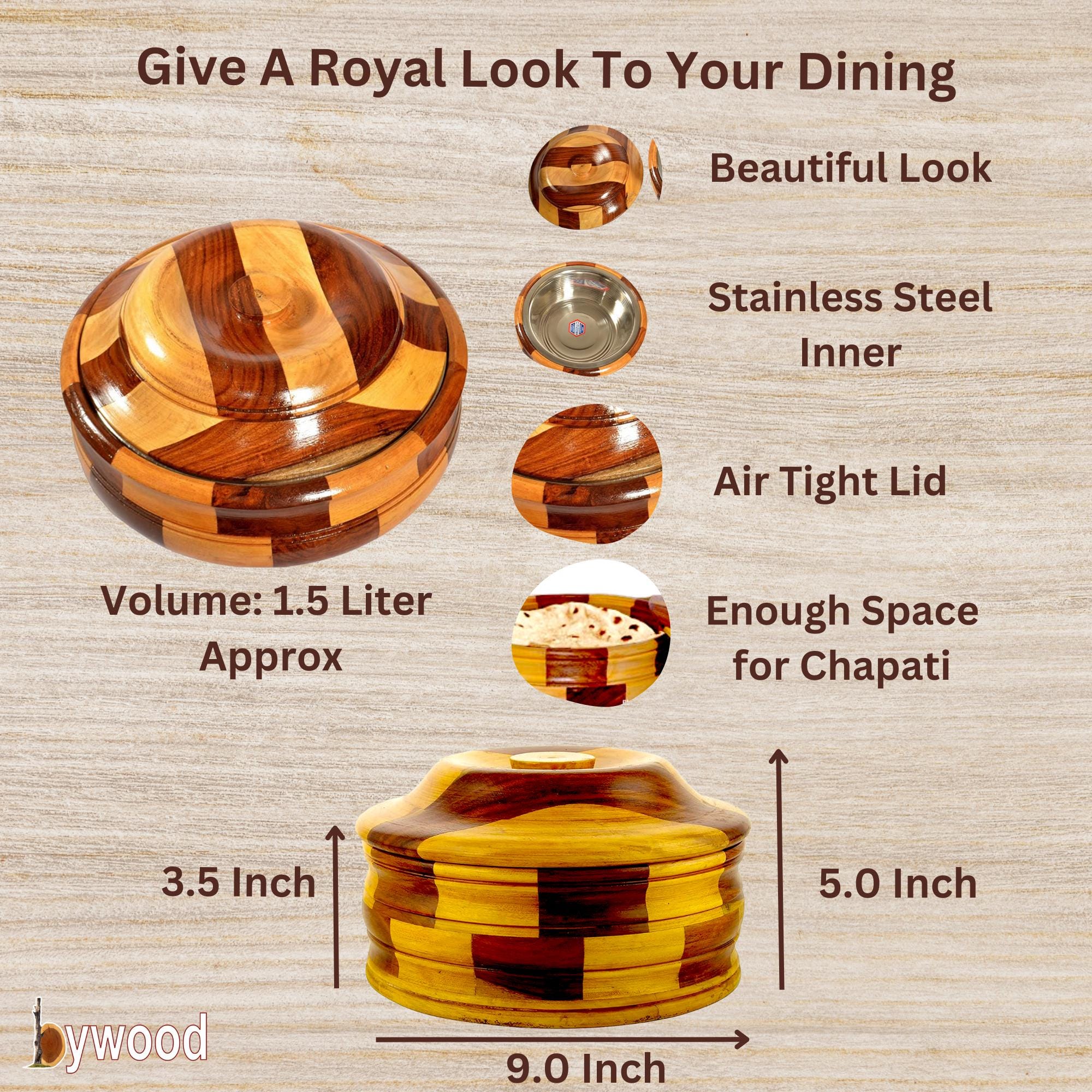 Roti Box Chapati Box Wooden Casserole Roti Tortilla Warmer Bread Box ...