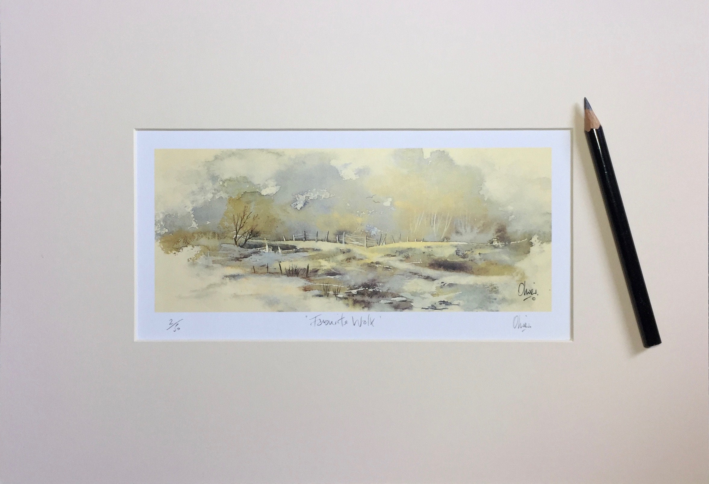 Watercolour Landscape Art Print. 'favourite Walk'. A Limited Edition ...