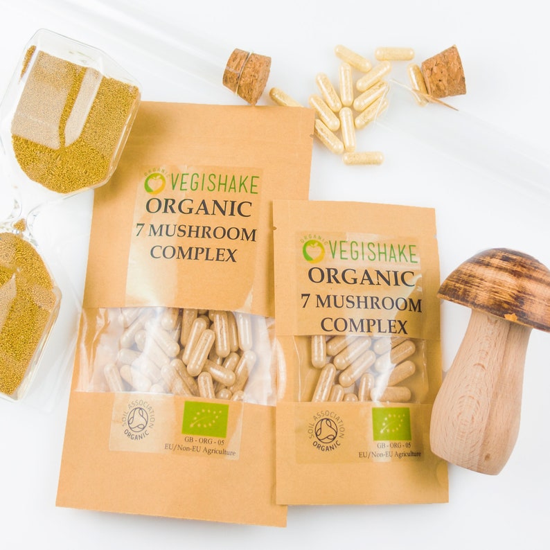 Organic 7 Mushroom Complex Vegan HPMC Capsules 600mg per Meal - Etsy