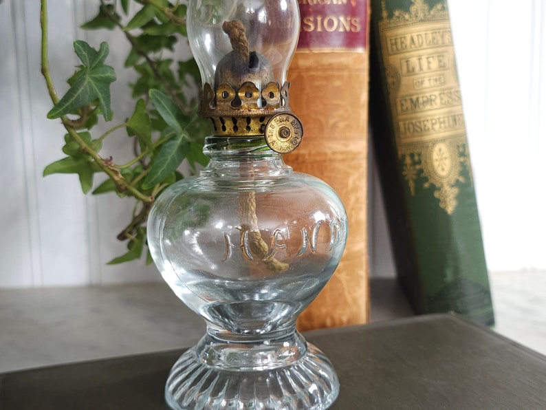 Antique "handy" Clear Glass Stem Miniature Oil Lamp, Cottage Lamp - Etsy