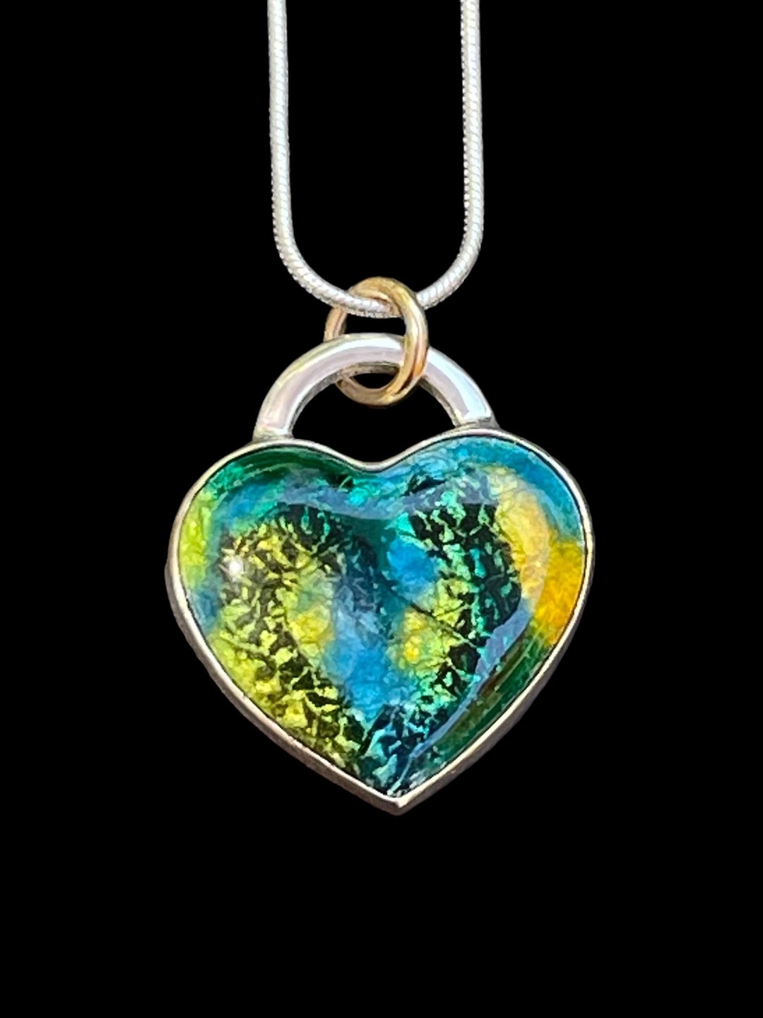 Enamel Heart Necklace With Rounded Bail on a Snake Chain - Etsy