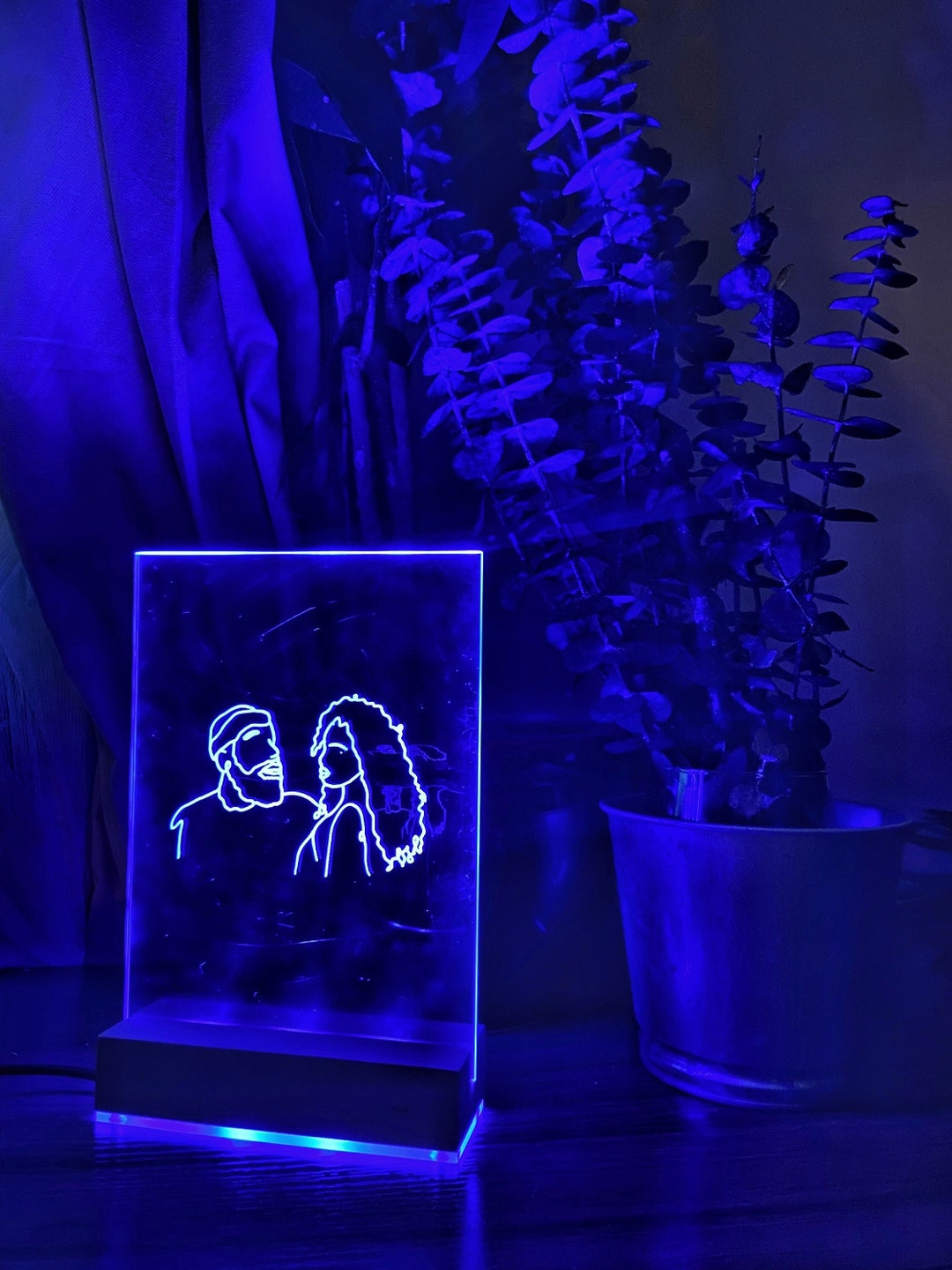 Custom LED Light Portrait MULTI Coloracrylic Line Art Engraved ...