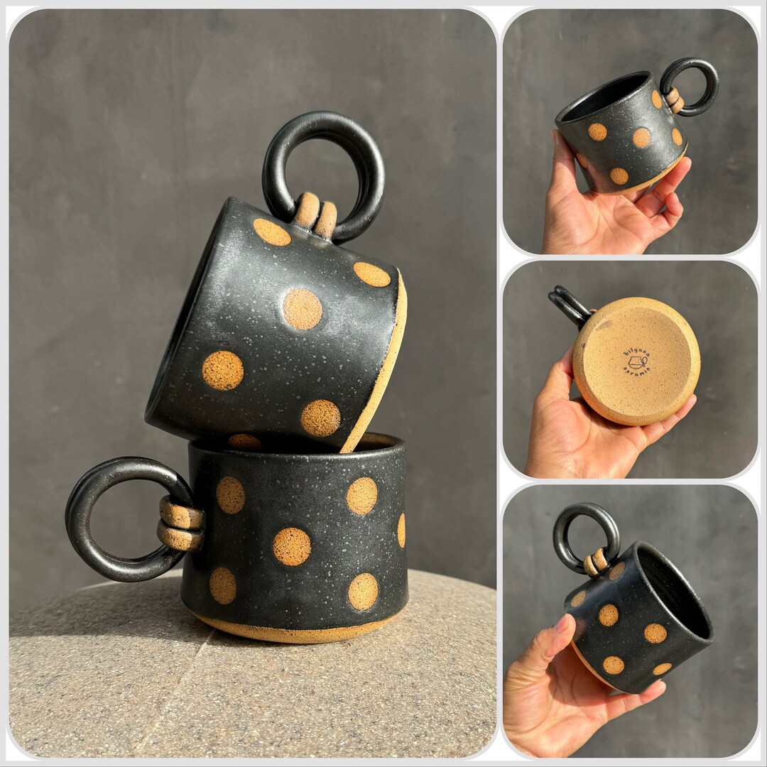 Handmade Polka Dot Coffee Mug .polka Dot Mug, Handmade Mug .pottery Mug ...