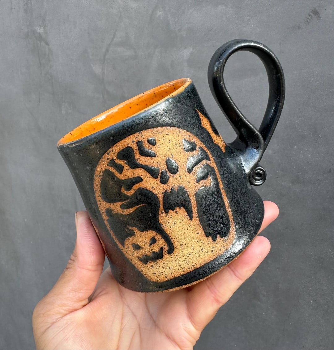 Halloween Spooky Mug,ceramic Coffee or Tea Mug.handmade Pottery Mug ...