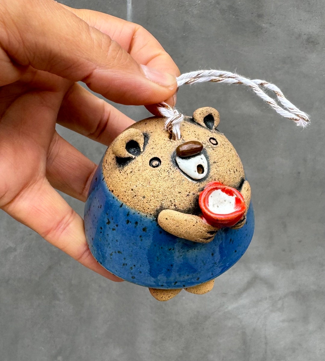 Handmade Ceramic Bell Animal Design.christmas Tree Ornament. Handmade ...