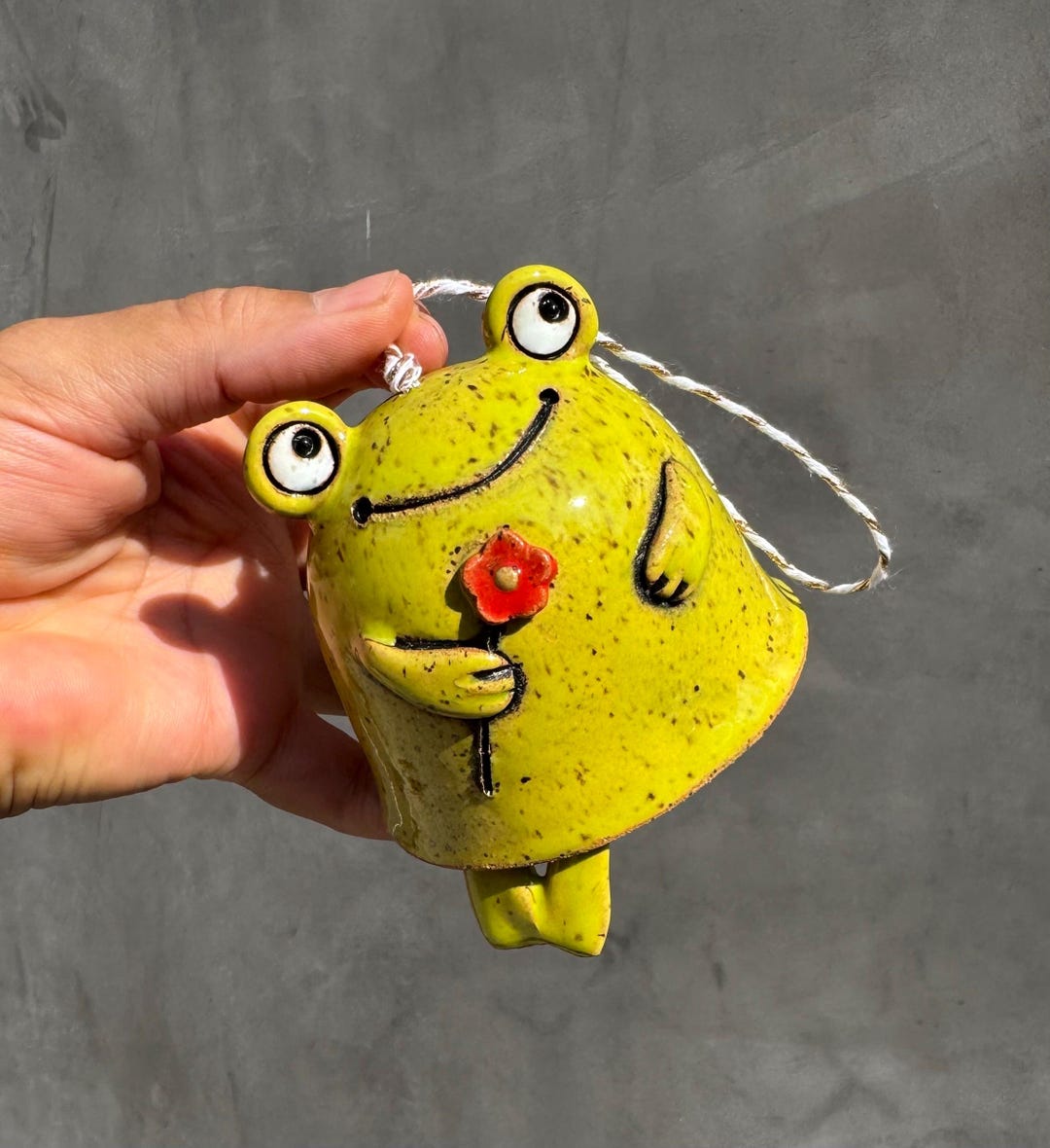 Handmade Ceramic Frog Bell: Animal Design Ornament - Etsy