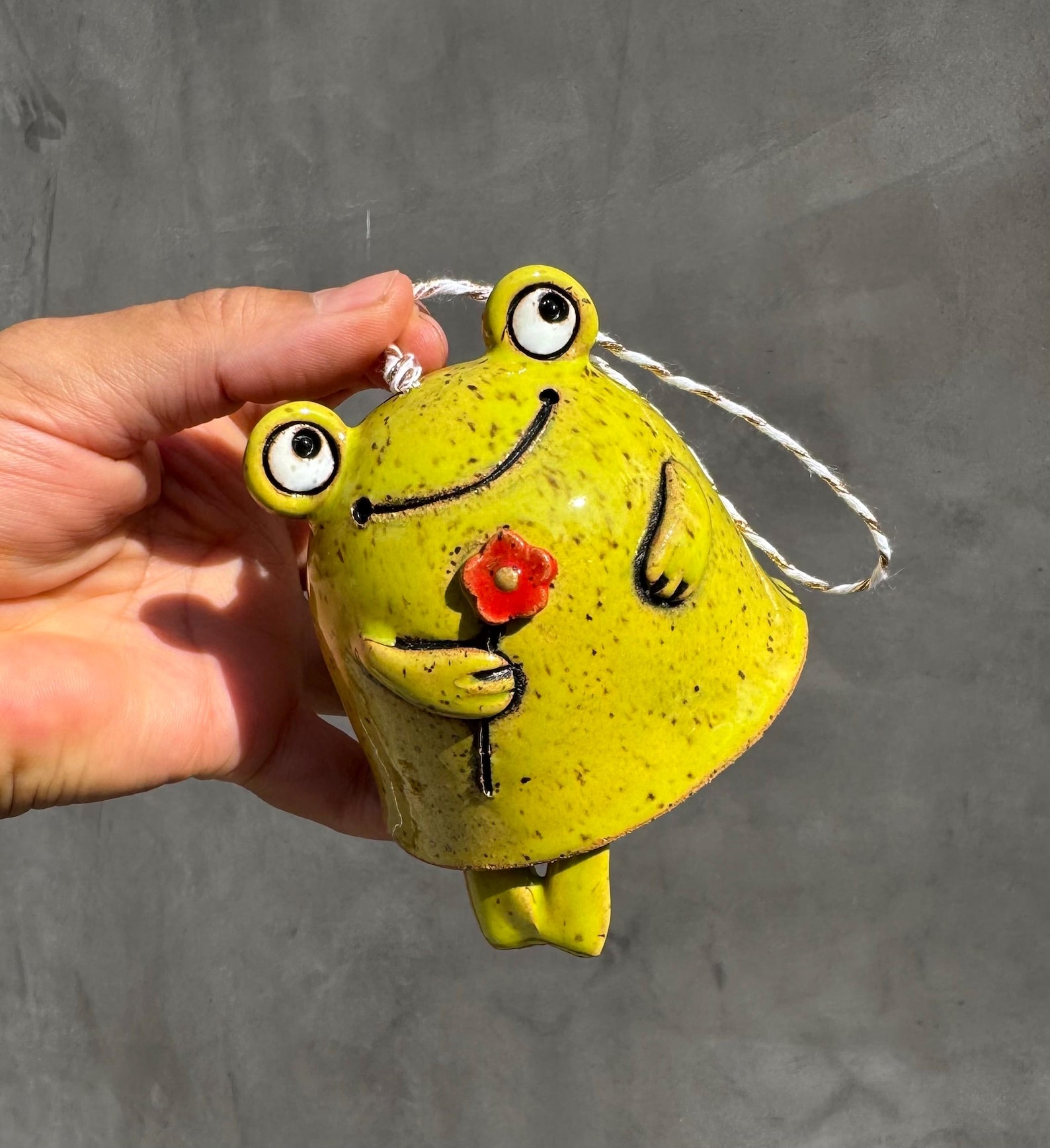 Handmade Ceramic Frog Bell: Animal Design Ornament - Etsy