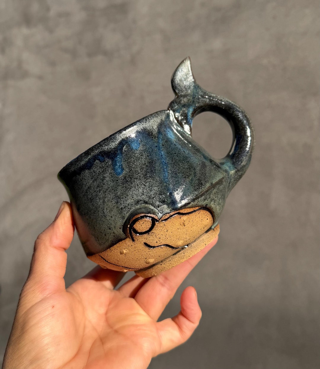 Handmade Whale Pottery Mug: Wheel Thrown Ceramic Coffee Cup - Etsy