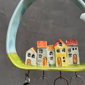 Handmade Tiny Village Key Ceramic Holder for Home, Wall Decoration ...