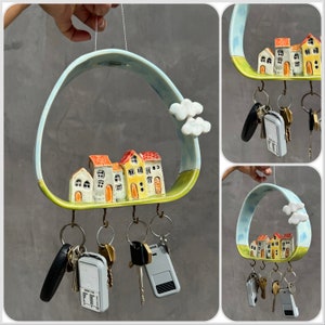 Handmade Tiny Village Key Ceramic Holder for Home, Wall Decoration ...