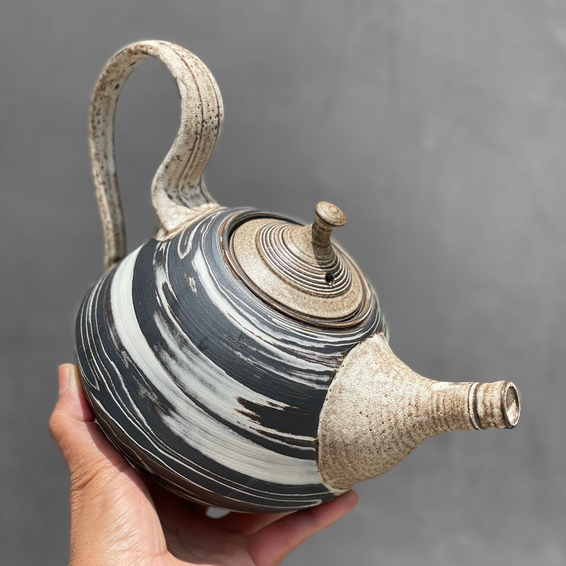 Wheel Thrown White and Black Marble Porcelain Teapot With - Etsy