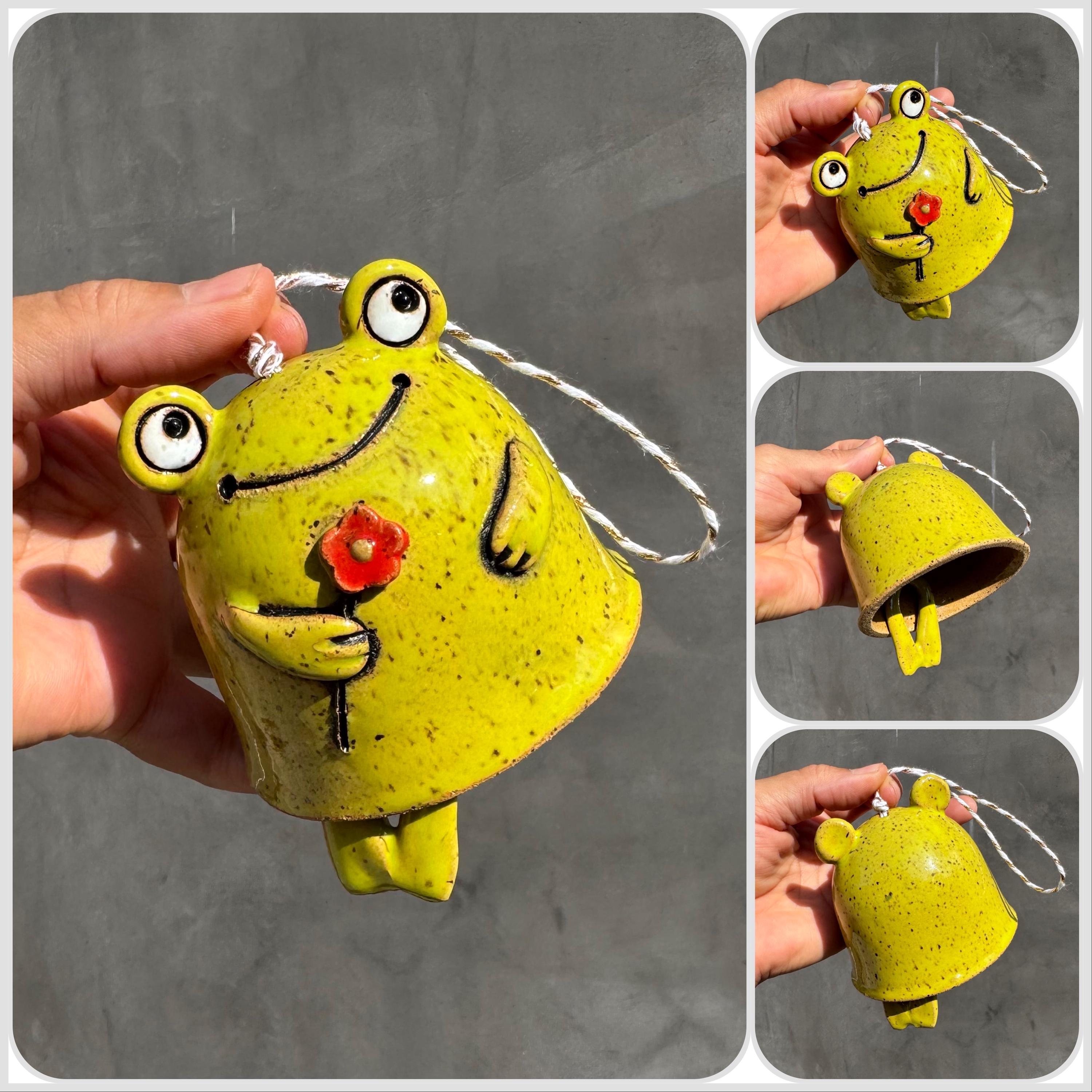Handmade Ceramic Frog Bell: Animal Design Ornament - Etsy