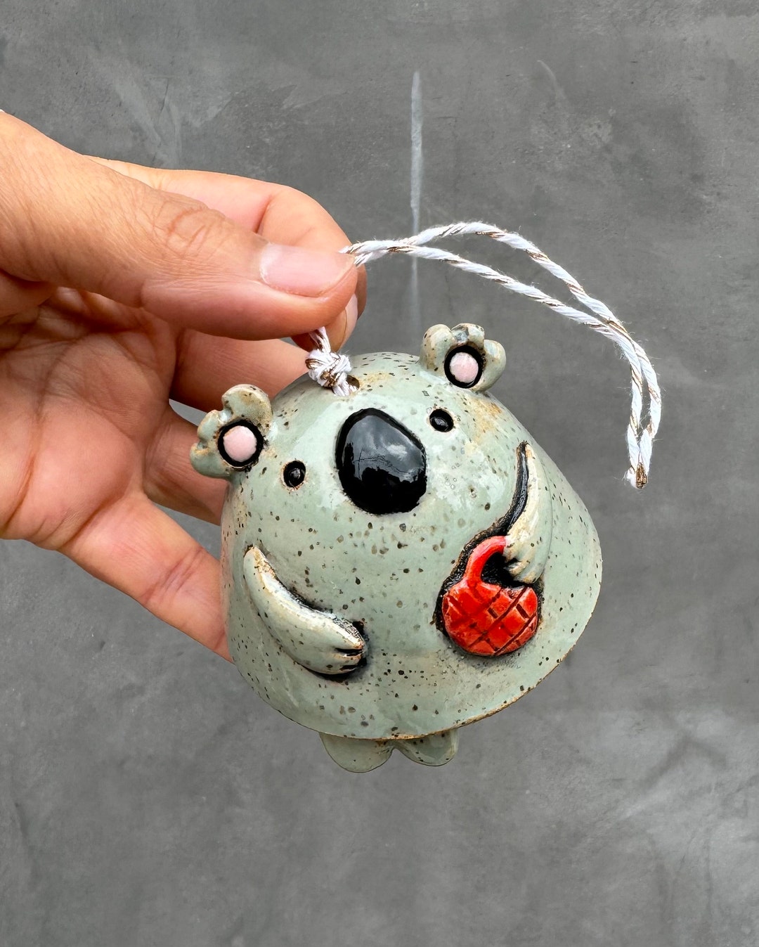 Handmade Ceramic Bell Animal Design.christmas Tree Ornament. Handmade ...