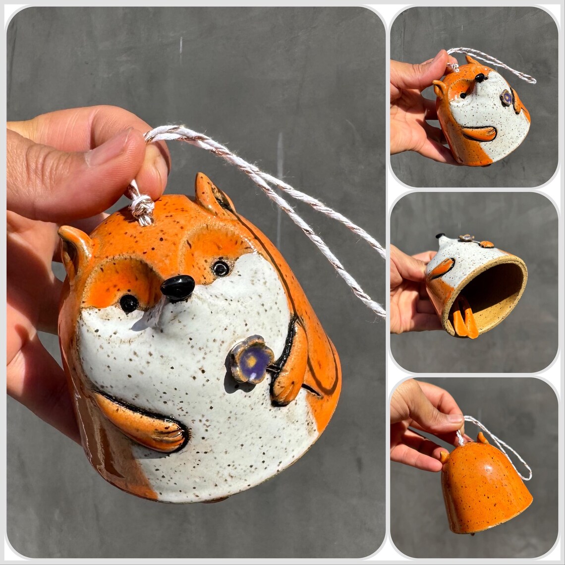 Handmade Ceramic Fox Bell: Christmas Ornament, Room & Garden Decor - Etsy