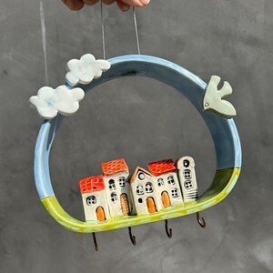 Handmade Tiny Village Key Ceramic Holder for Home, Wall Decoration ...