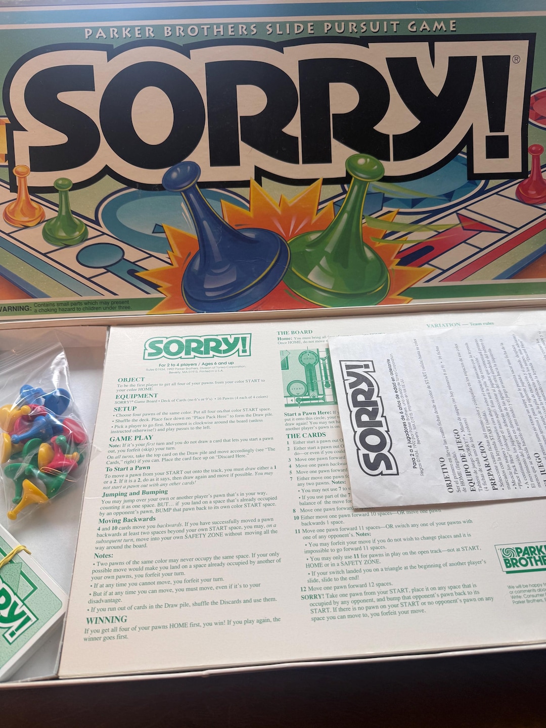 Vintage 1992 SORRY Board Game - Complete - Etsy