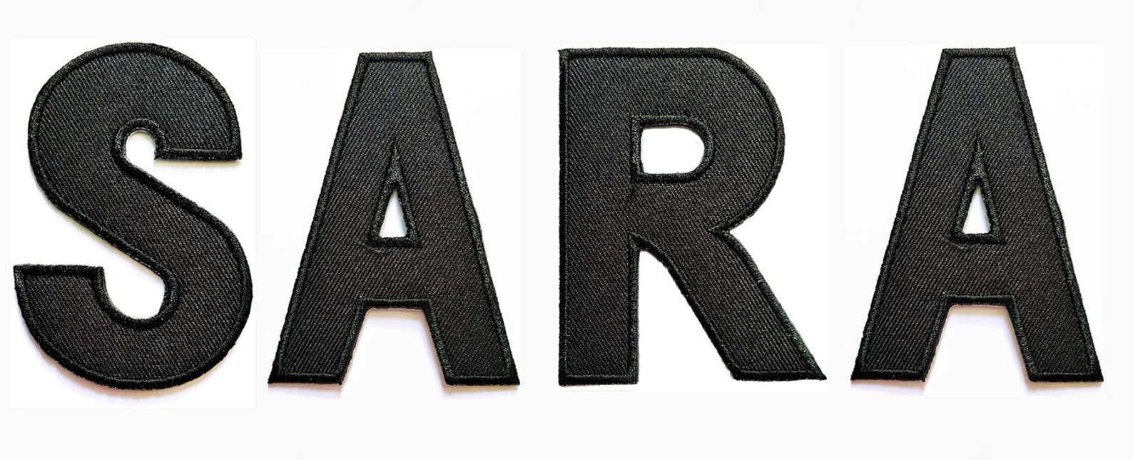 3 EN alfabeto negro SARA letras parche nombre DIY para jeans | Etsy