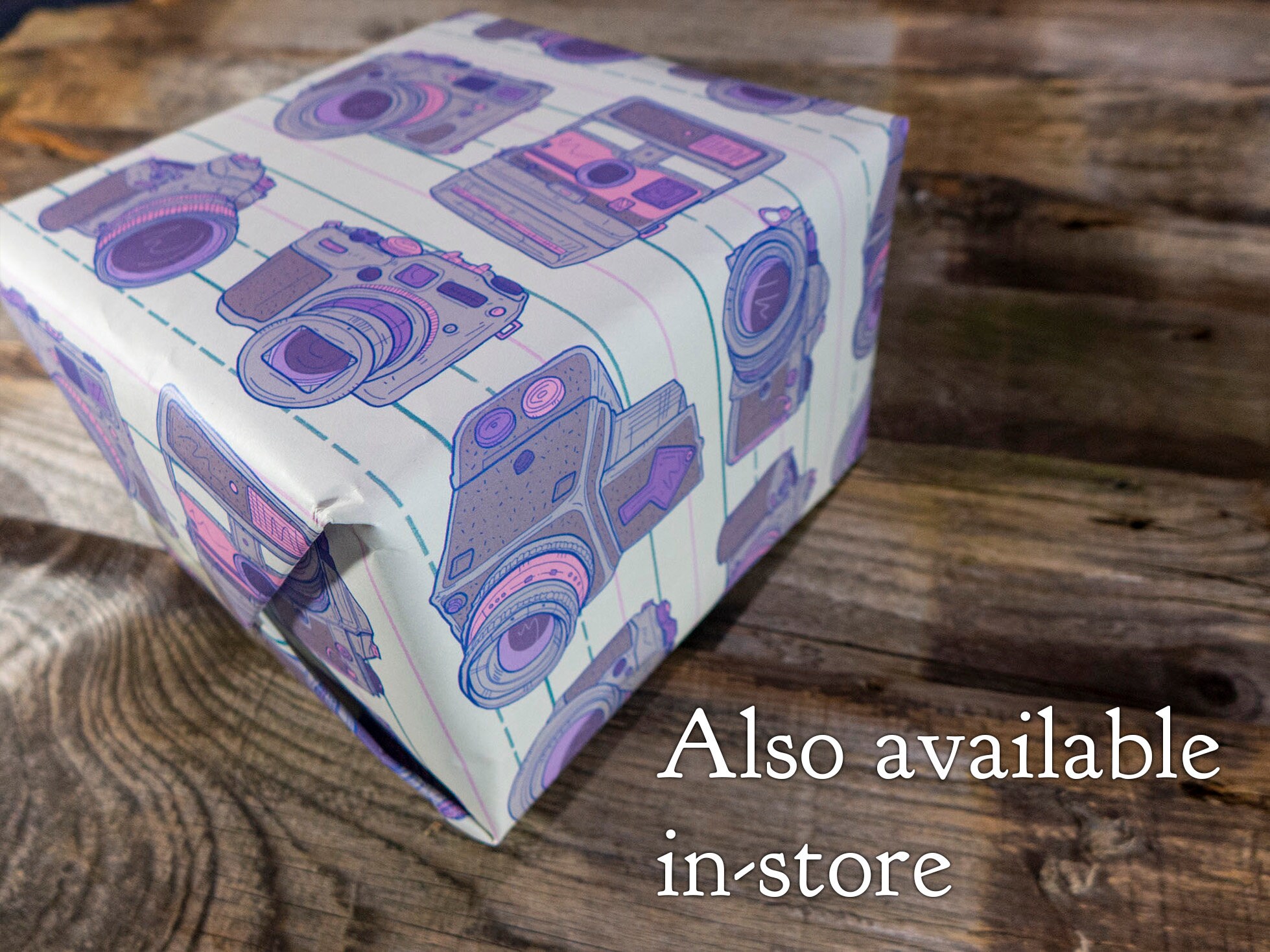 Camera Collection Wrapping paper with unique hand-drawn | Etsy